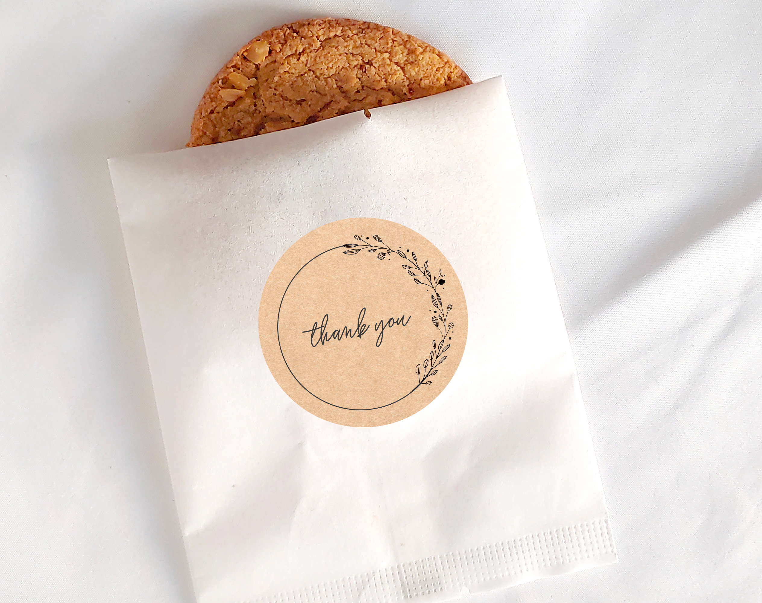 Wreath Round Thank You Sticker Thank You Labels Handmade - Etsy