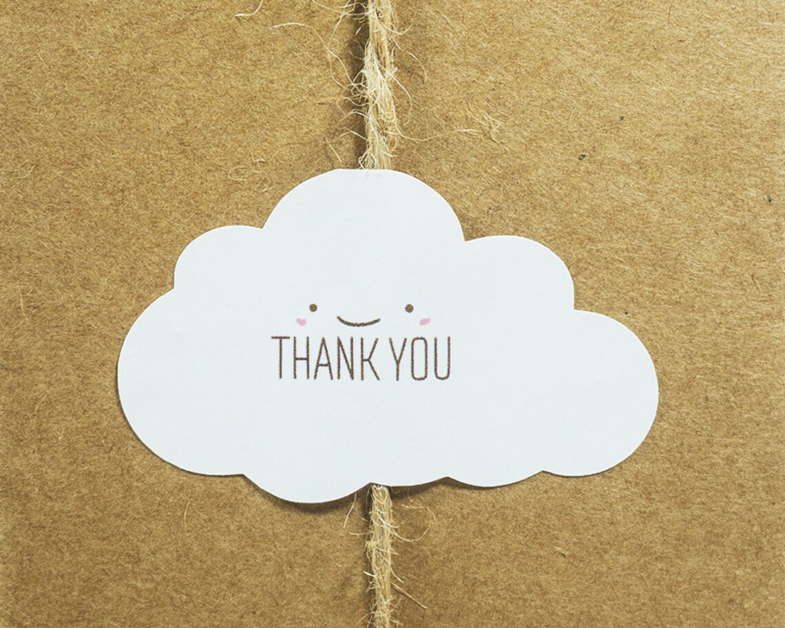 30 Thank You Cloud Shape Stickers Thank You Gift Labels | Etsy