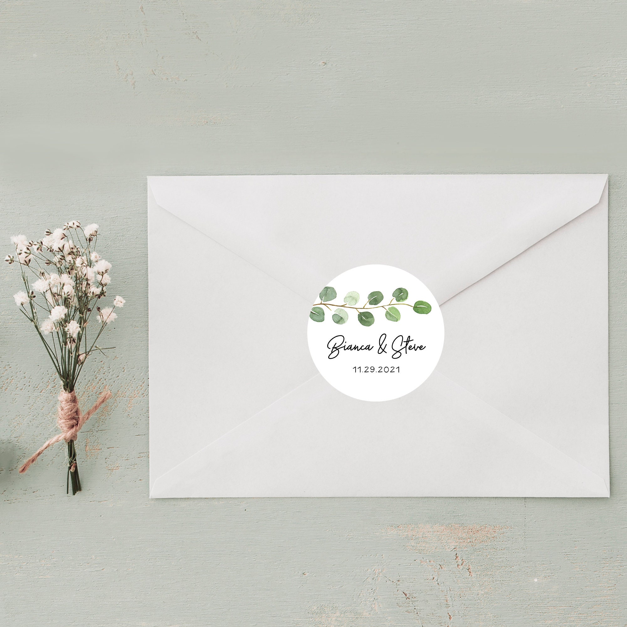Greenery Sticker, Leaf Stickers, Personalized Sticker, Customized ...