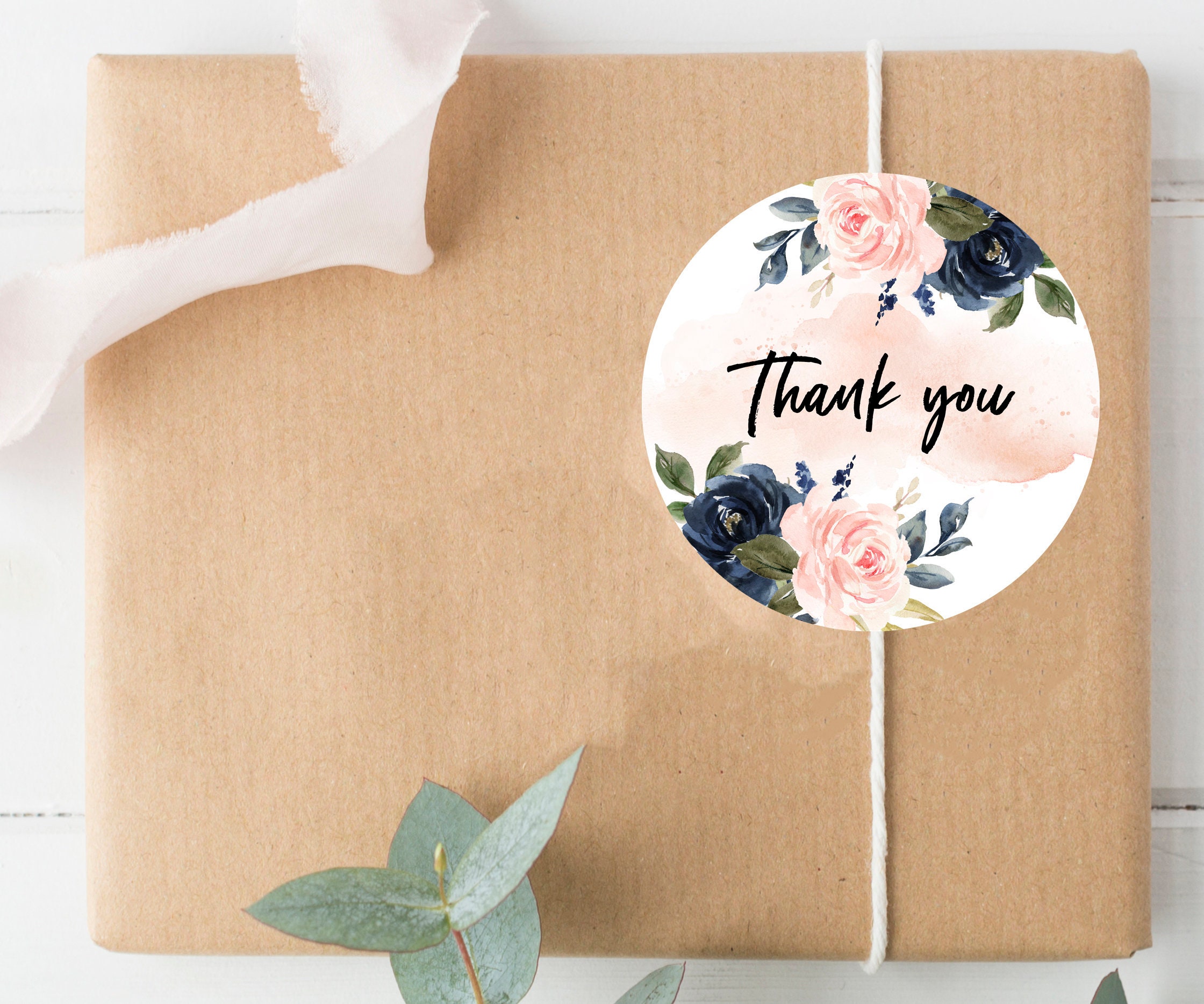 20 x Floral Printed Flowers Thank You Labels Self-adhesive Labels Gift ...
