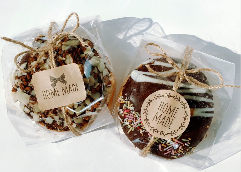 20 Homemade Ribbon Kraft Stickers Homemade Labels Gift - Etsy