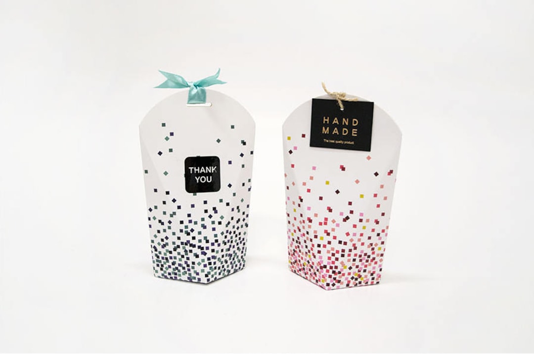 10 Confetti Printed Pouch Boxes, Cute Gift Box, Party Favor Box ...