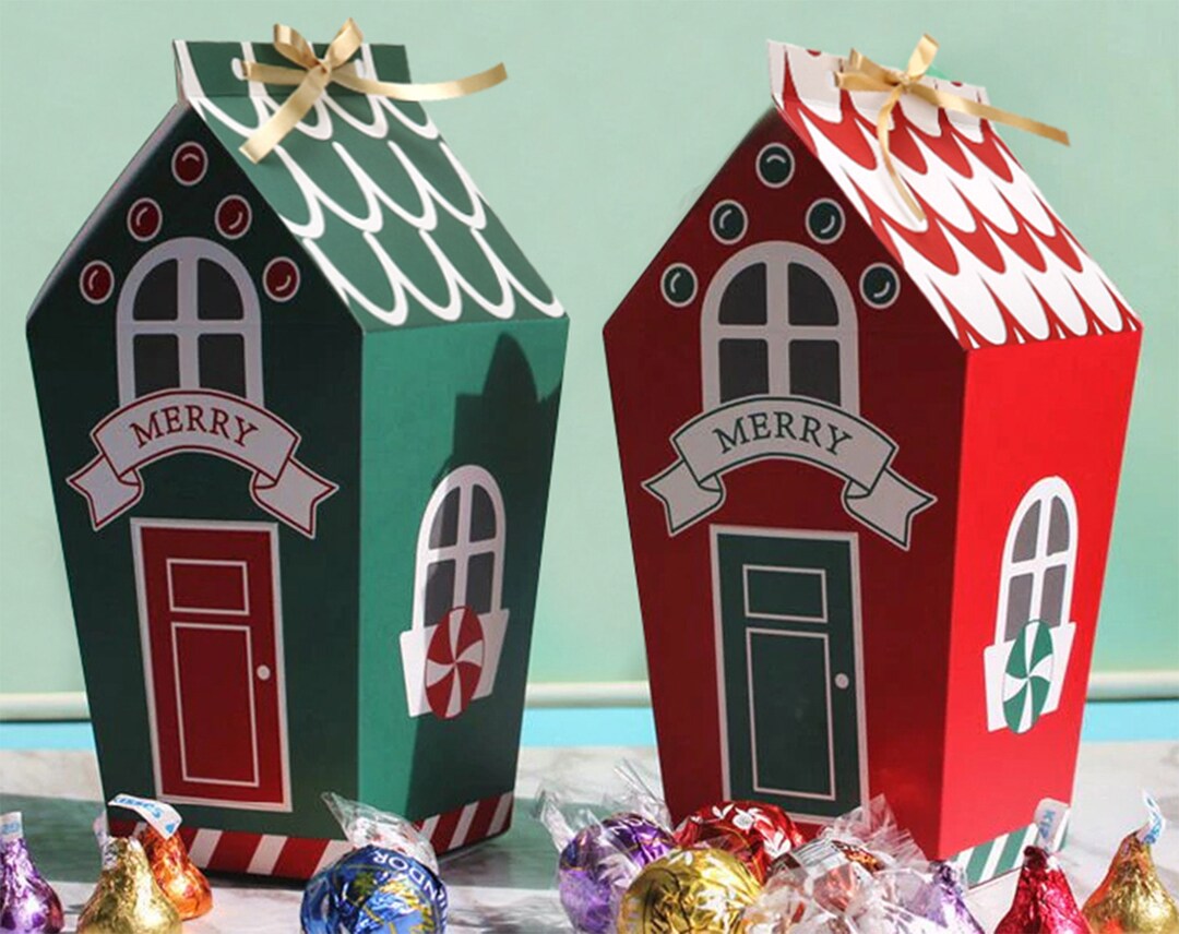 2 House Shape Christmas Gift Boxes Holiday Gift Packaging Christmas ...