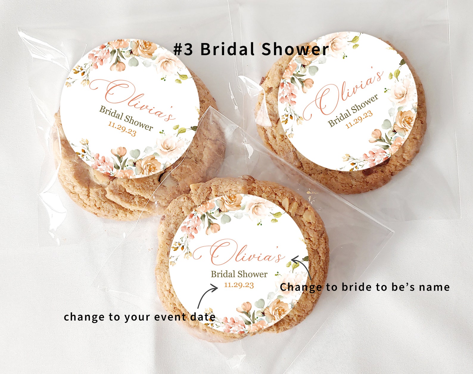 Neutral Color Flower Sticker for Wedding Baby Shower Sticker - Etsy