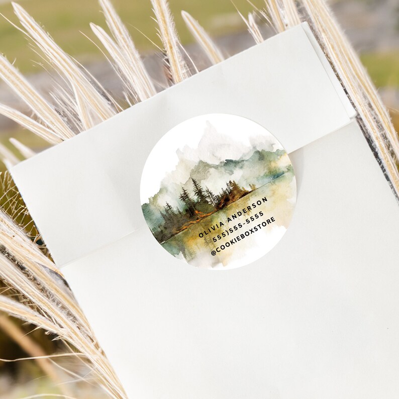 Fall Mountain Landscape Wedding Label, Autumn Nature Wedding Invitation ...