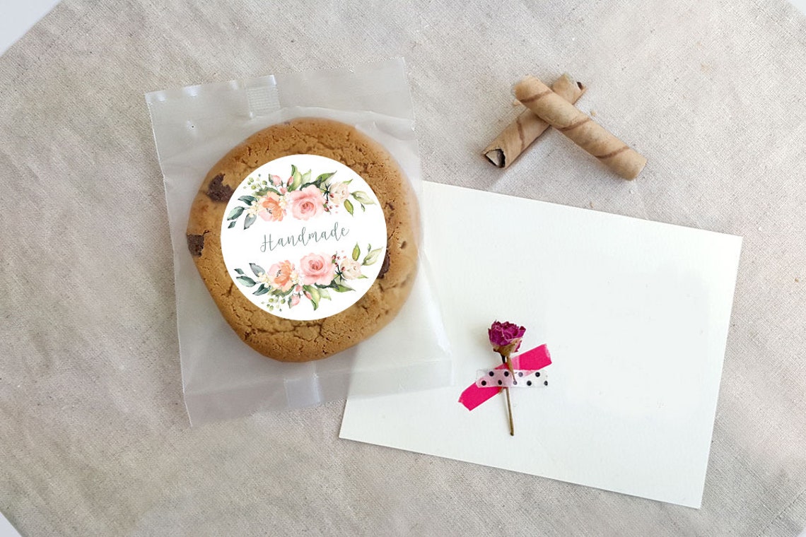 24 Floral Handmade Stickers, Flower Labels, Thank You Stickers ...