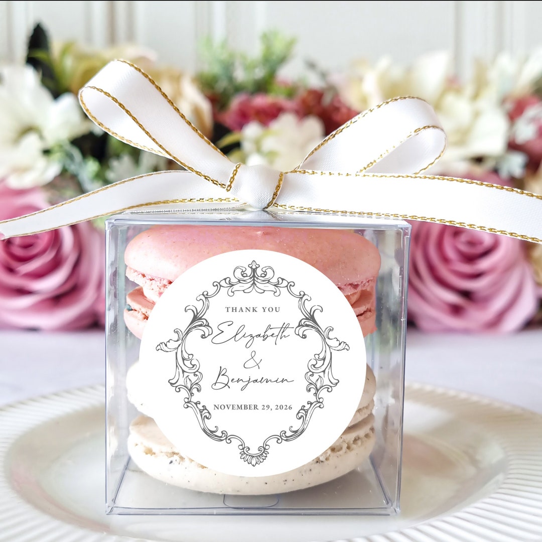10 Sets of Vintage Crest Wedding Clear Macaron Packaging Macaron Box ...
