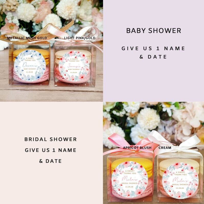 10 Floral Bridal Shower Favor Box With Ribbon and Personalized Label ...