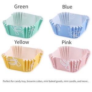 100 Paper Baking Cups Oven Safe Square Baking Cups Parchment Cups Small ...