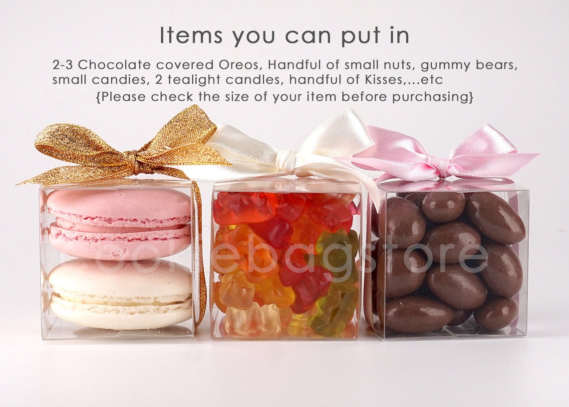 10 Sets of Rose Wedding Clear Macaron Box Ribbon Label Sets | Etsy