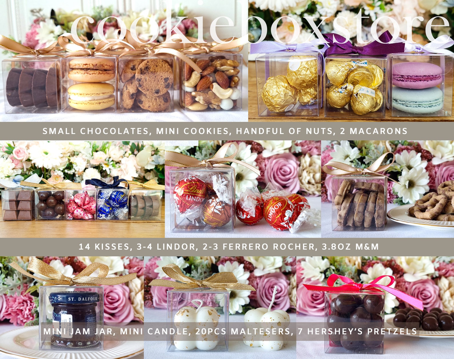 10 Sets Tea Party Luncheon Favors Clear Macaron Box Ribbon Label Set ...