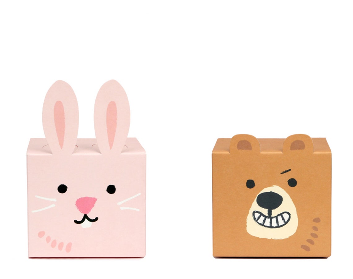 2 Bear/ Bunny Boxes for Kid's Birthday Party Favor Baby | Etsy