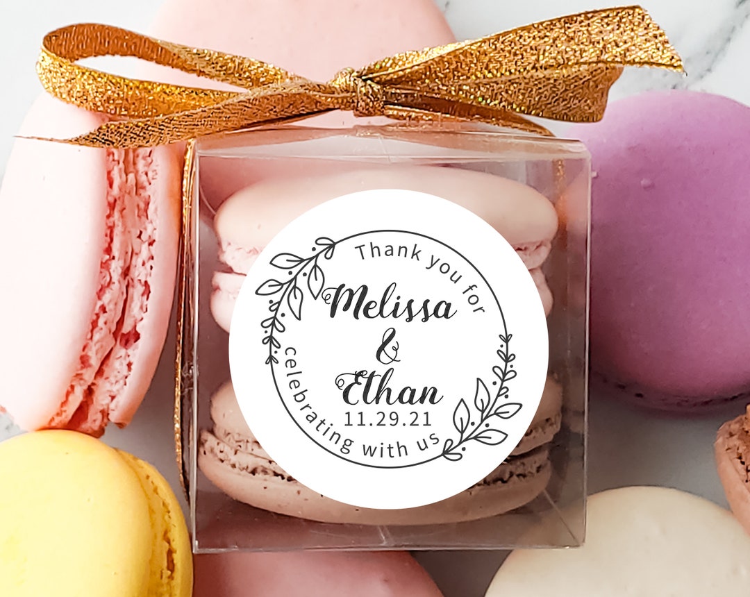 10 Sets of Elegant Macaroon Box Ribbon Label Sets for Wedding Favor ...