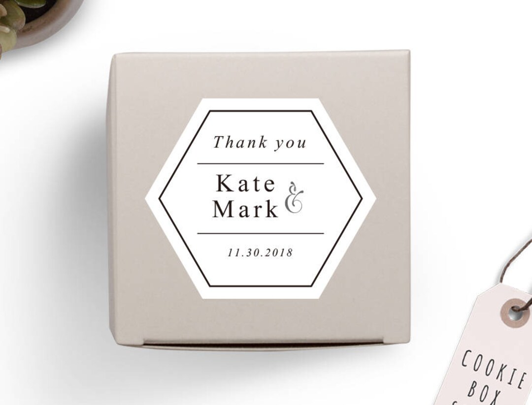 12 Thank You Name and Date Stickers. White Thank You Stickers, Party ...