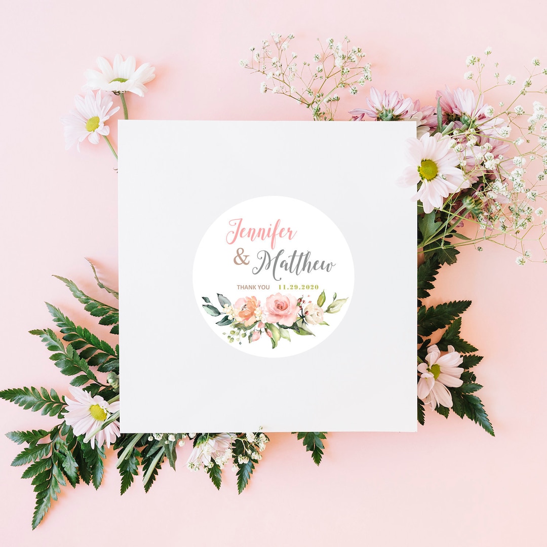 24 Floral Wedding Stickers, Flower Wedding Label, Wedding Favor Sticker ...