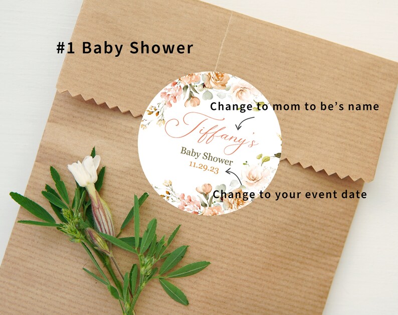 Neutral Color Flower Sticker for Wedding Baby Shower Sticker - Etsy