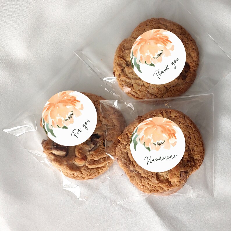 Peach Flower Stickers Thank You Stickers Handmade Stickers | Etsy