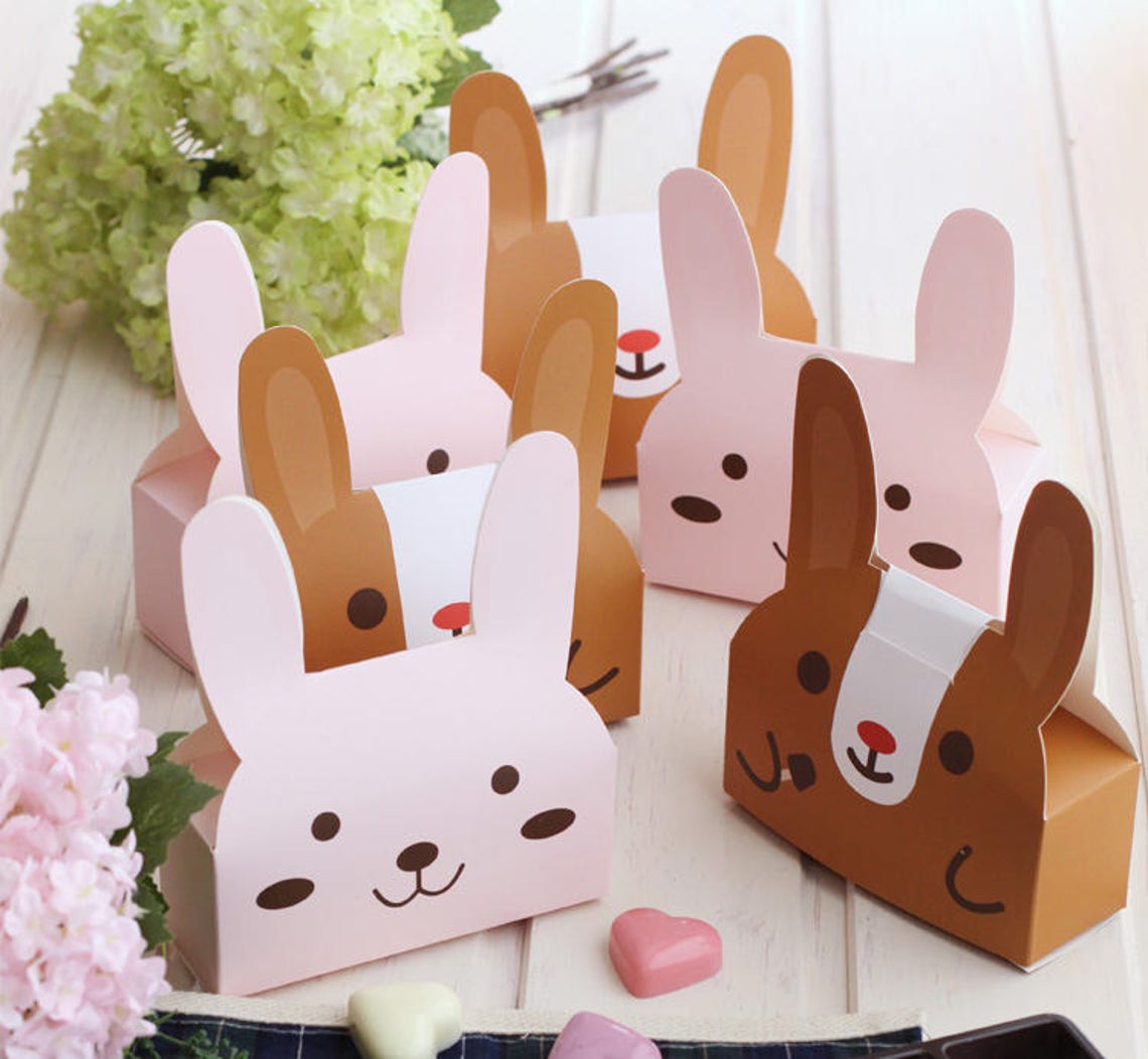 2 Bunny Gift Boxes Baby Shower Favor Box Birthday Favor Box | Etsy
