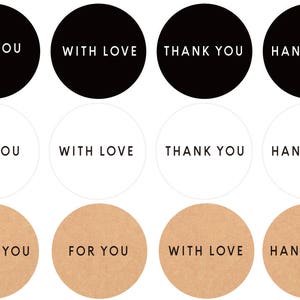 24 Circle Thank You Stickers, Thank You Labels, Handmade Sticker, With ...