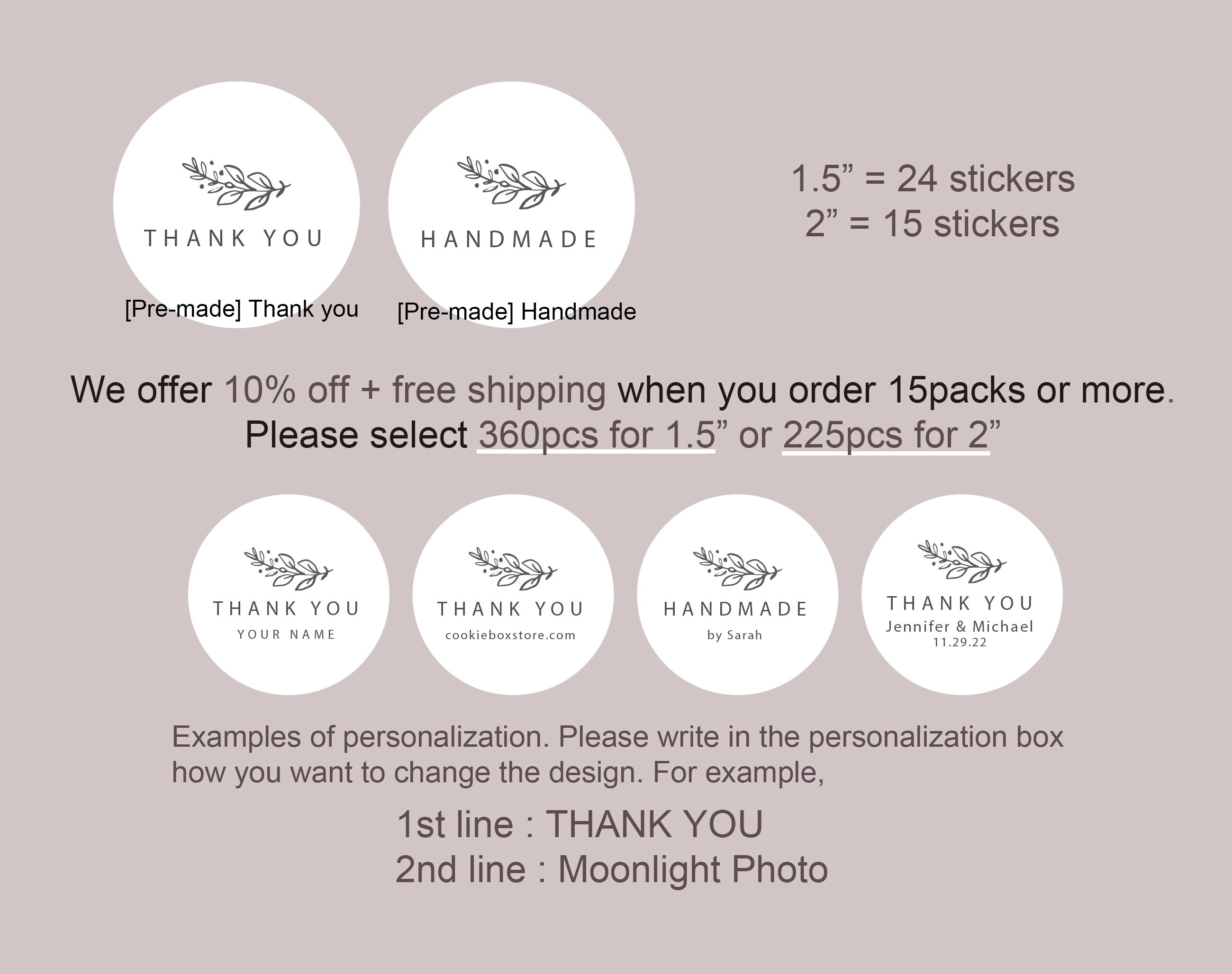 Minimalistic thank you labels handmade business labels | Etsy