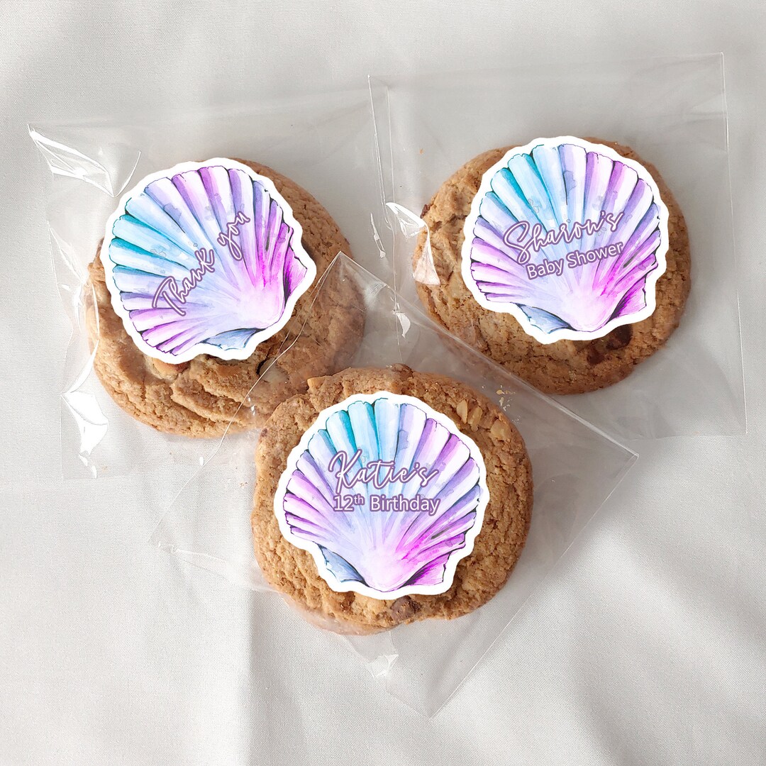 2" Sea Shell Labels, Shell Stickers, Baby Shower Sticker, Bridal Shower ...