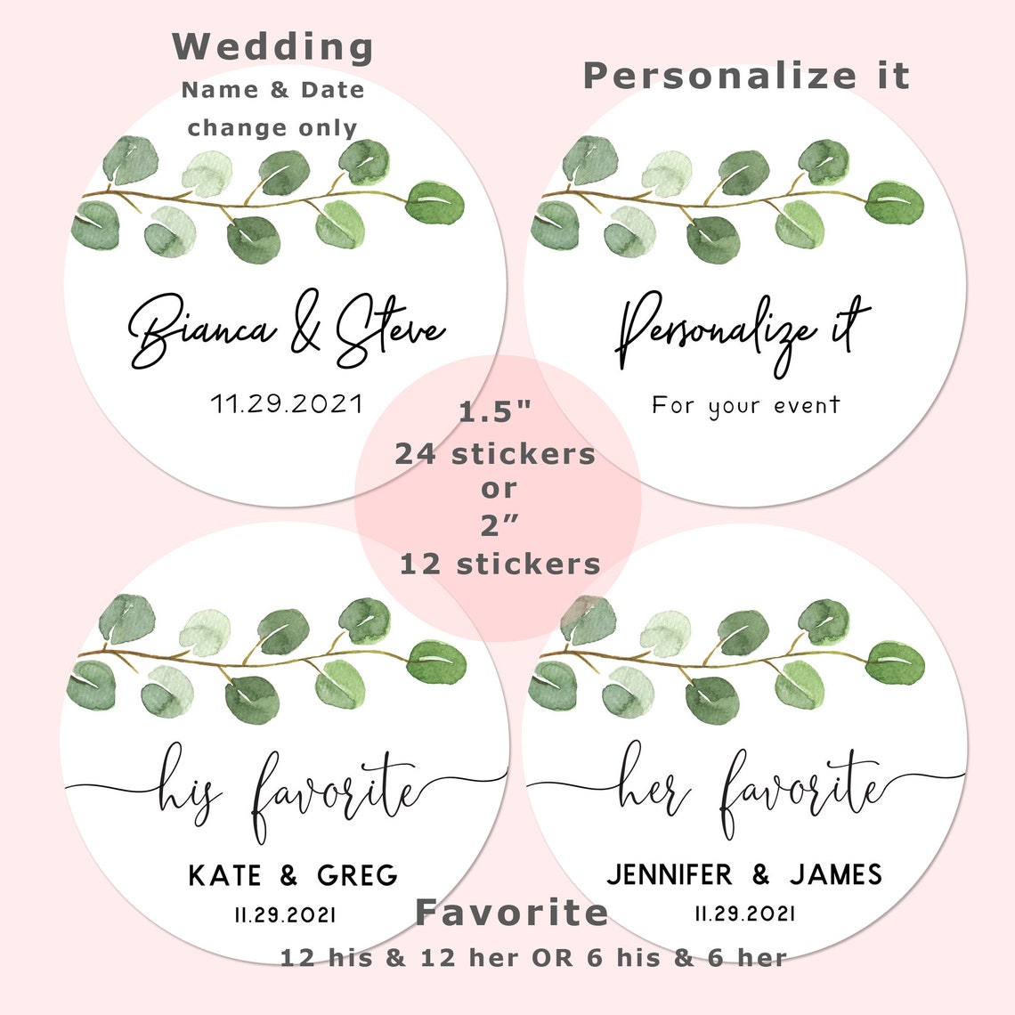 Greenery Sticker Leaf Stickers Personalized Sticker | Etsy