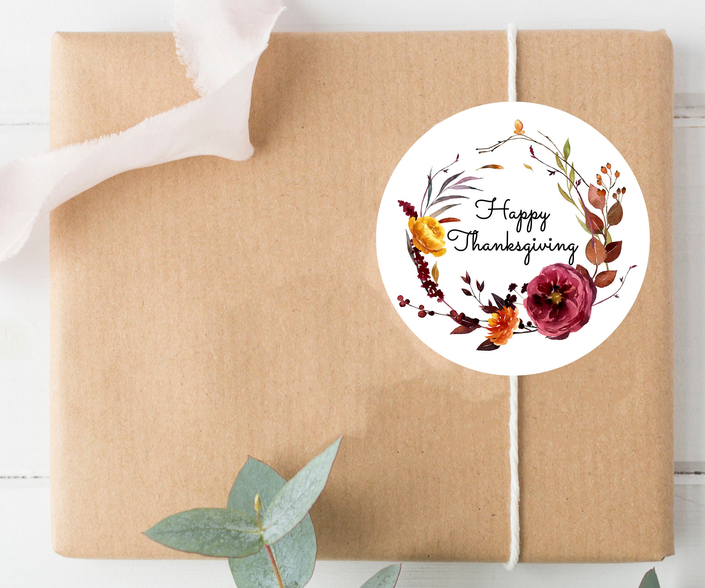 Fall Wreath Sticker for Wedding, Thanksgiving, Bridal Shower Labels ...