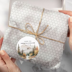 Fall Mountain Landscape Wedding Label, Autumn Nature Wedding Invitation ...