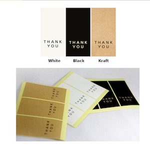 12 Rectangle Thank You Stickers, Thank You Labels, Handmade Sticker ...