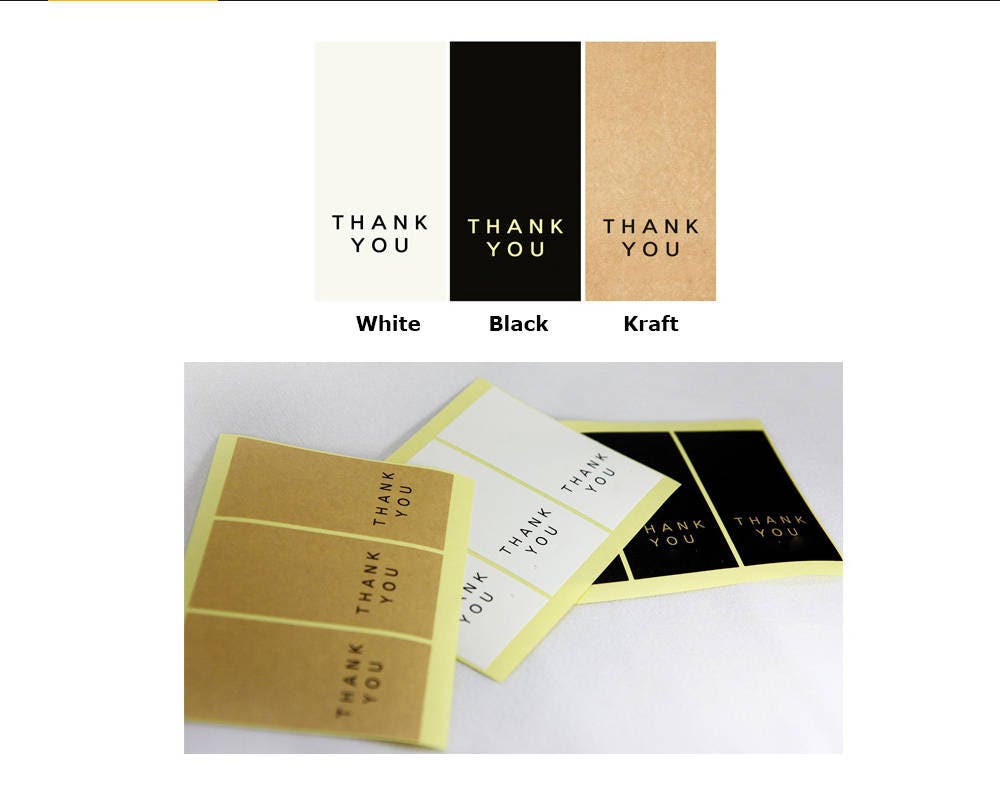 12 Rectangle Thank You Stickers, Thank You Labels, Handmade Sticker ...
