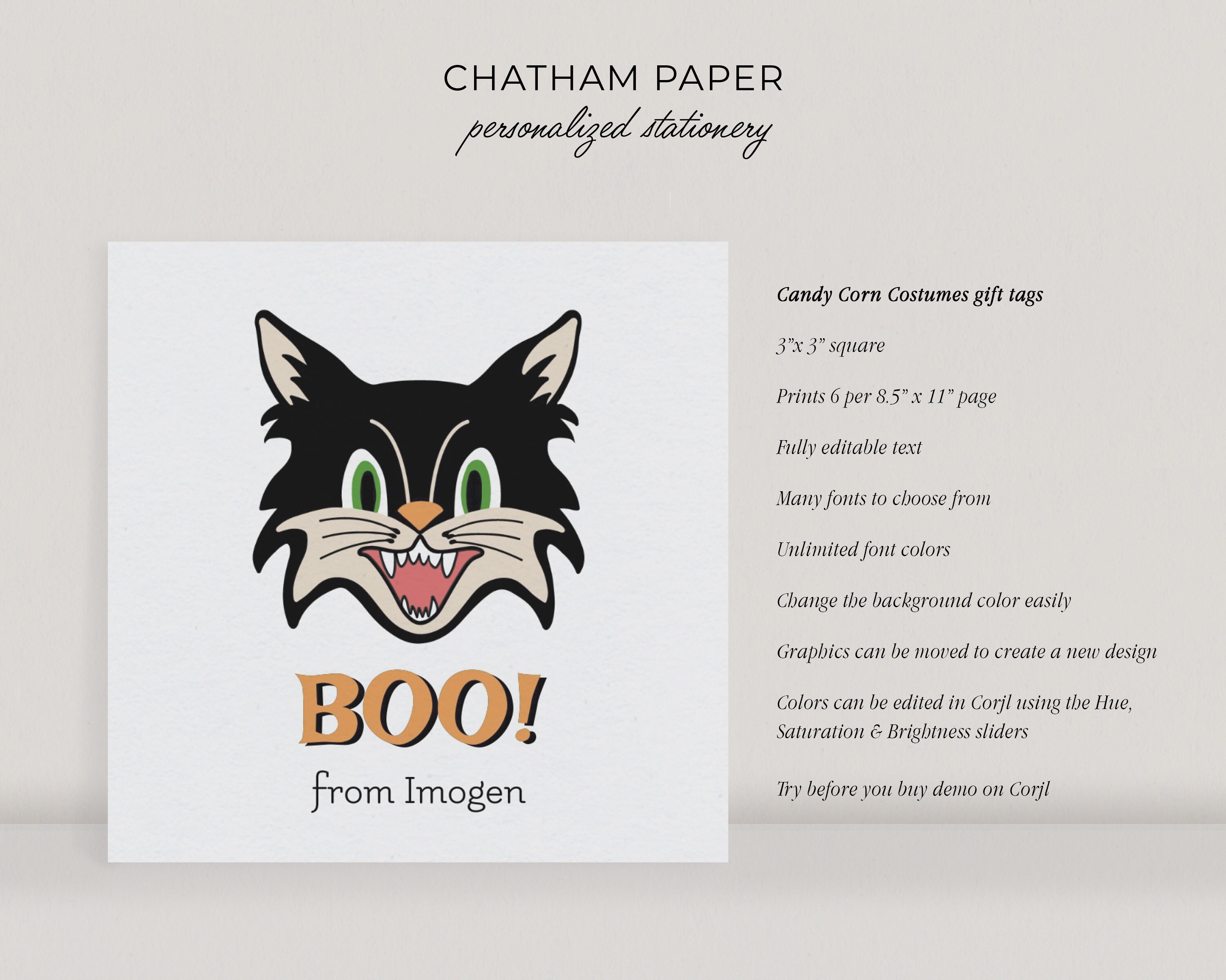Black Cat Halloween Gift Tag | Printable Gift Tags - Etsy