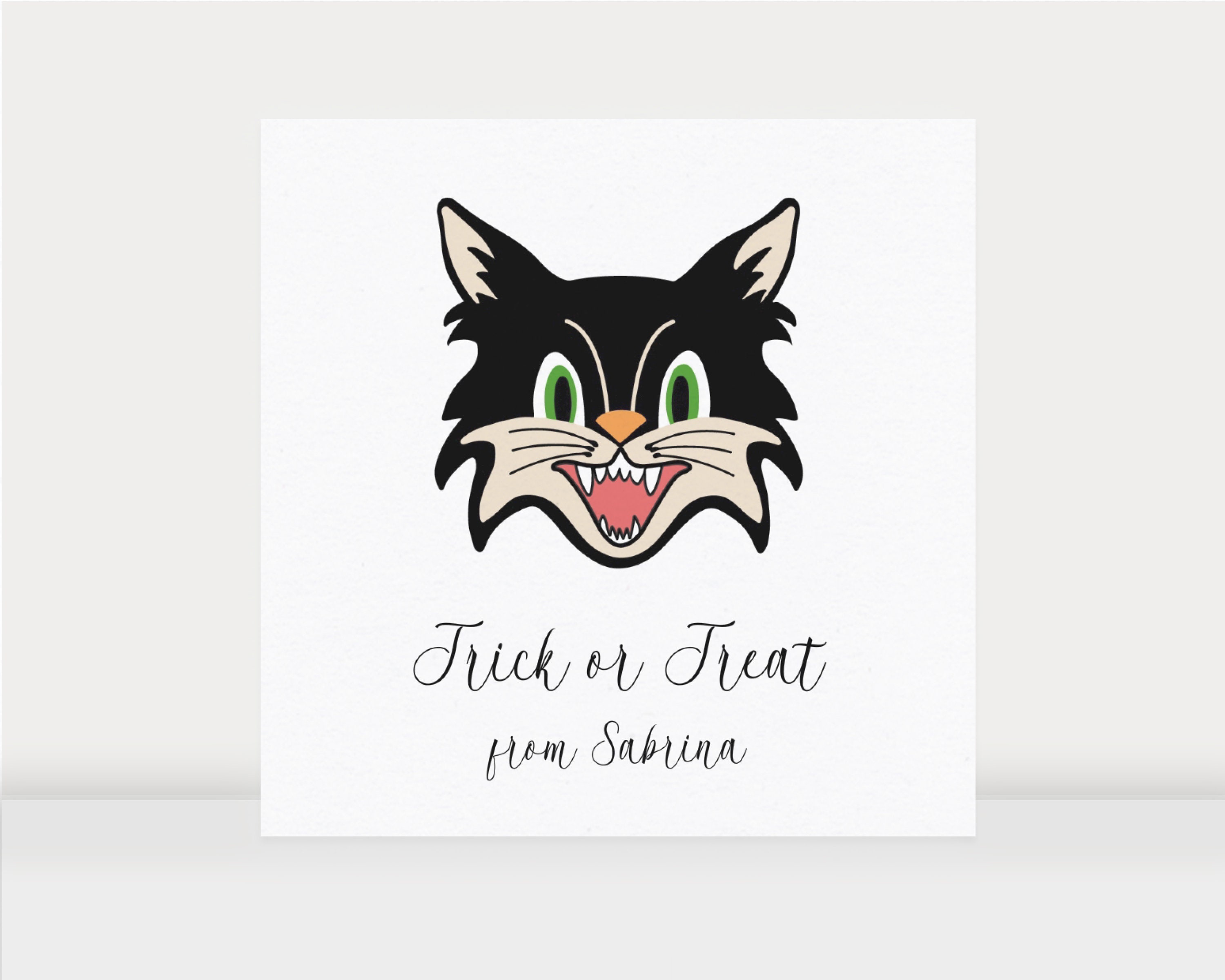 Black Cat Halloween Gift Tag Printable Gift Tags - Etsy