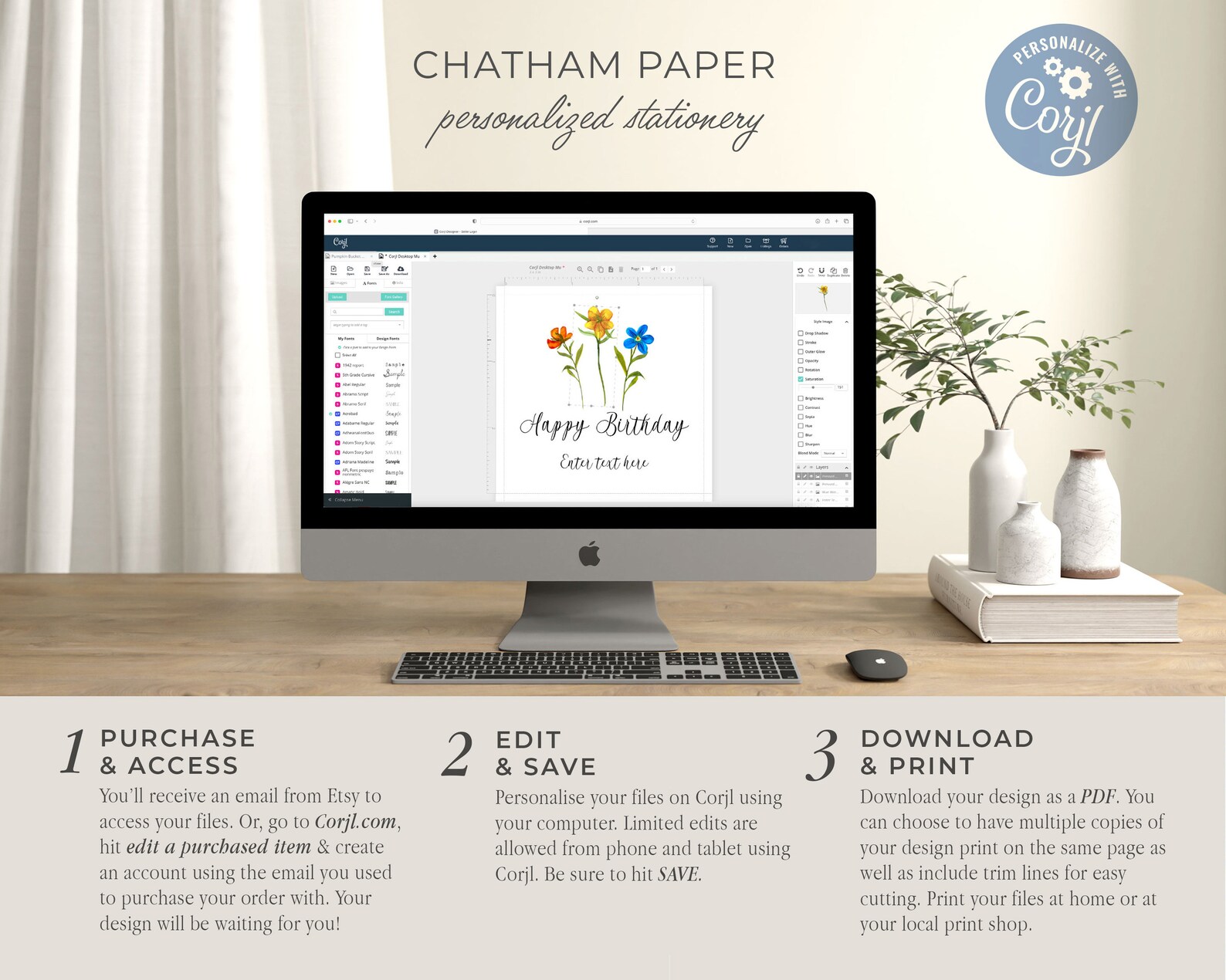 Printable Scalloped Notecard Set | Instant Download - Etsy