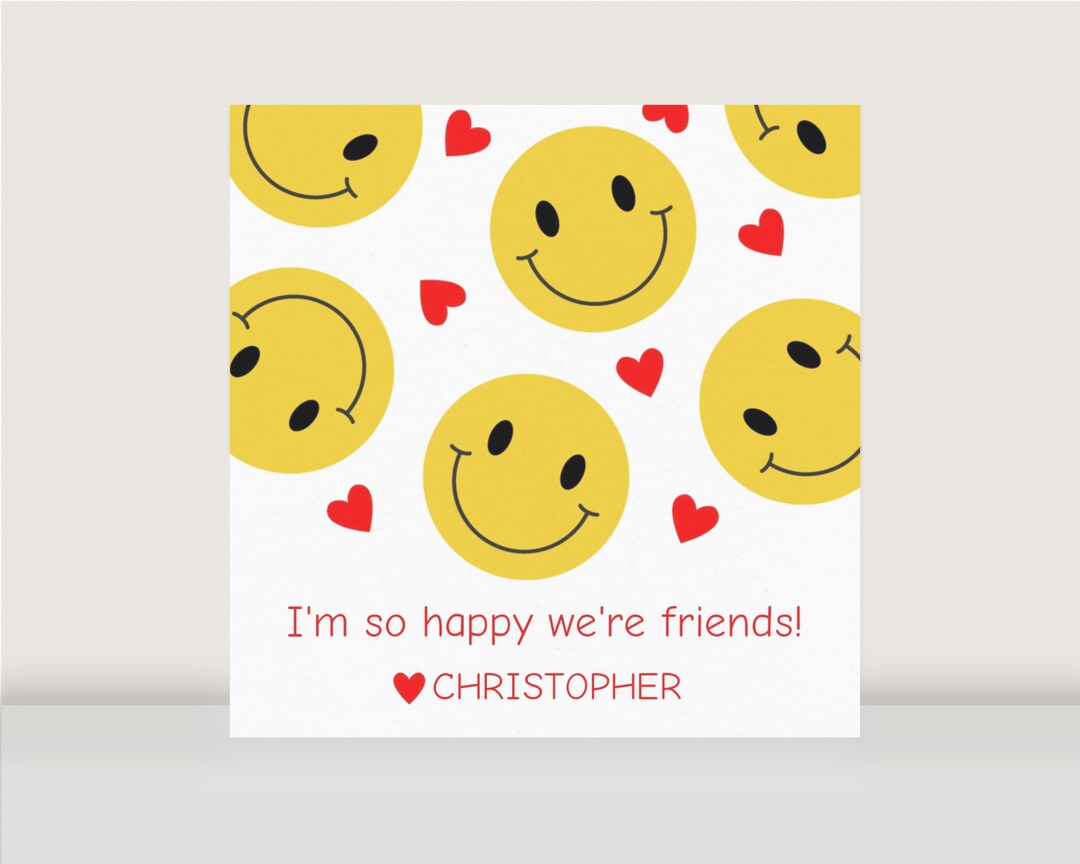 Smiley Face Personalized Classroom Valentine Printable Valentines - Etsy