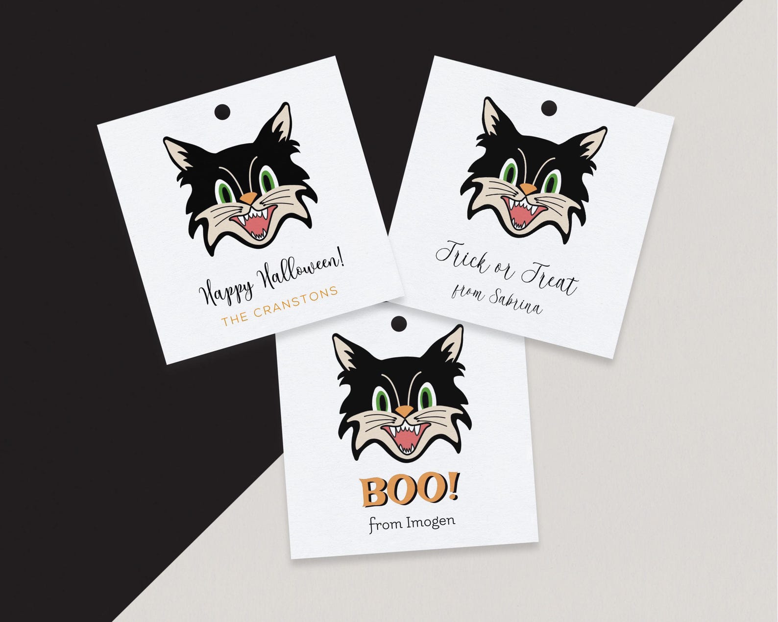 Black Cat Halloween Gift Tag | Printable Gift Tags - Etsy