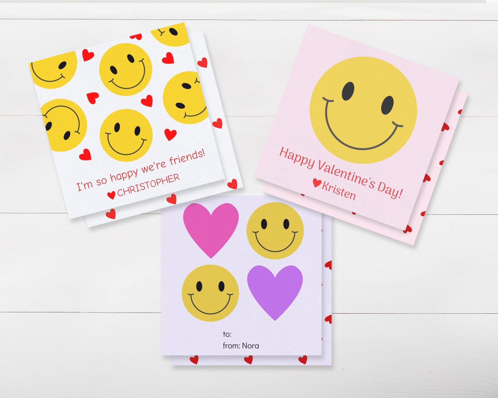 Smiley Face Personalized Classroom Valentine | Printable Valentines - Etsy