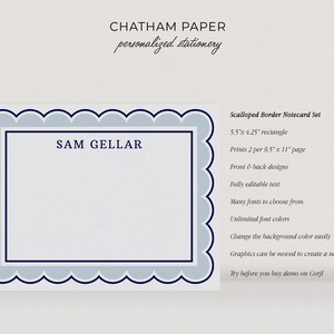 Printable Scalloped Notecard Set | Instant Download - Etsy