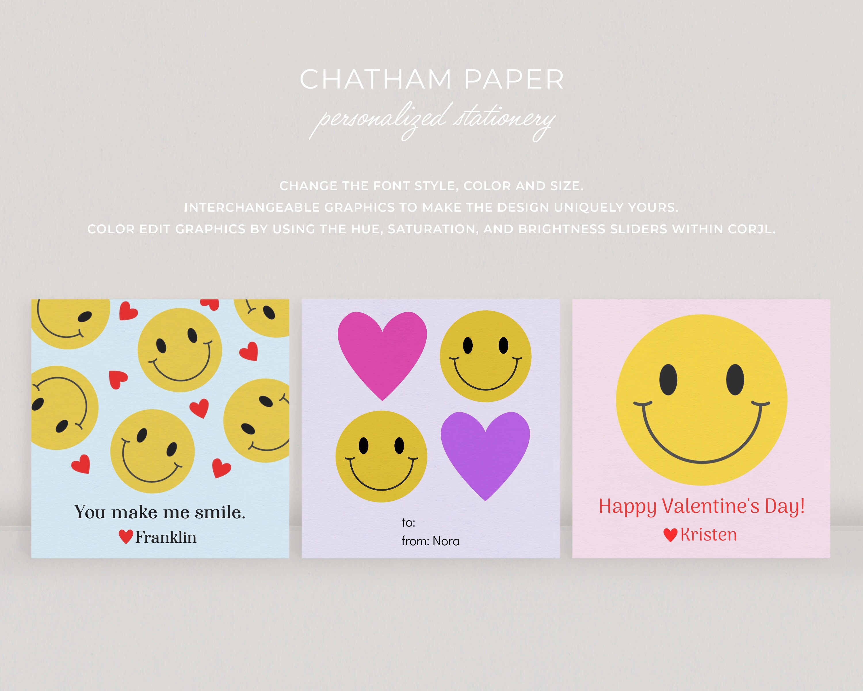 Smiley Face Personalized Classroom Valentine | Printable Valentines - Etsy