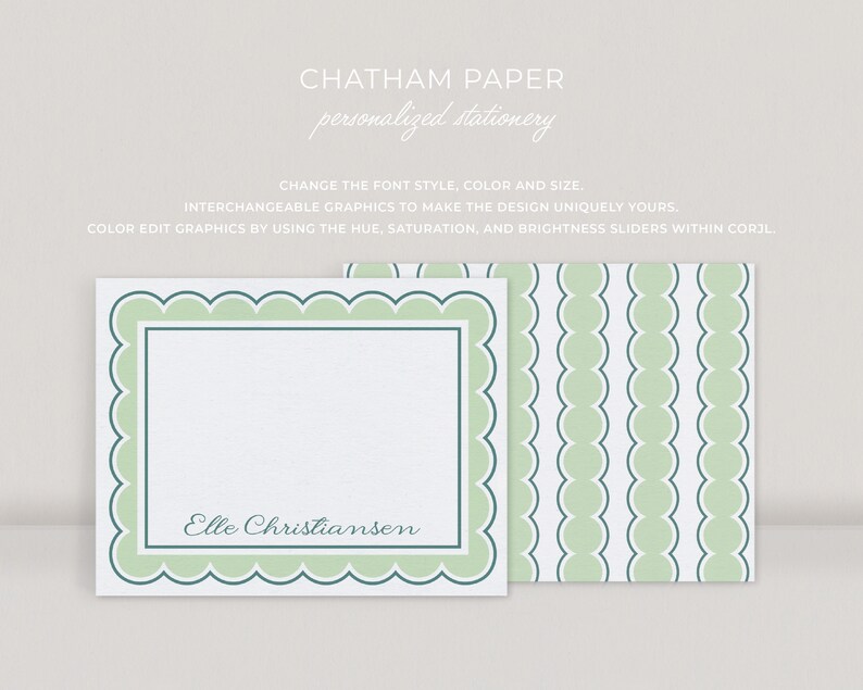 Printable Scalloped Notecard Set | Instant Download - Etsy