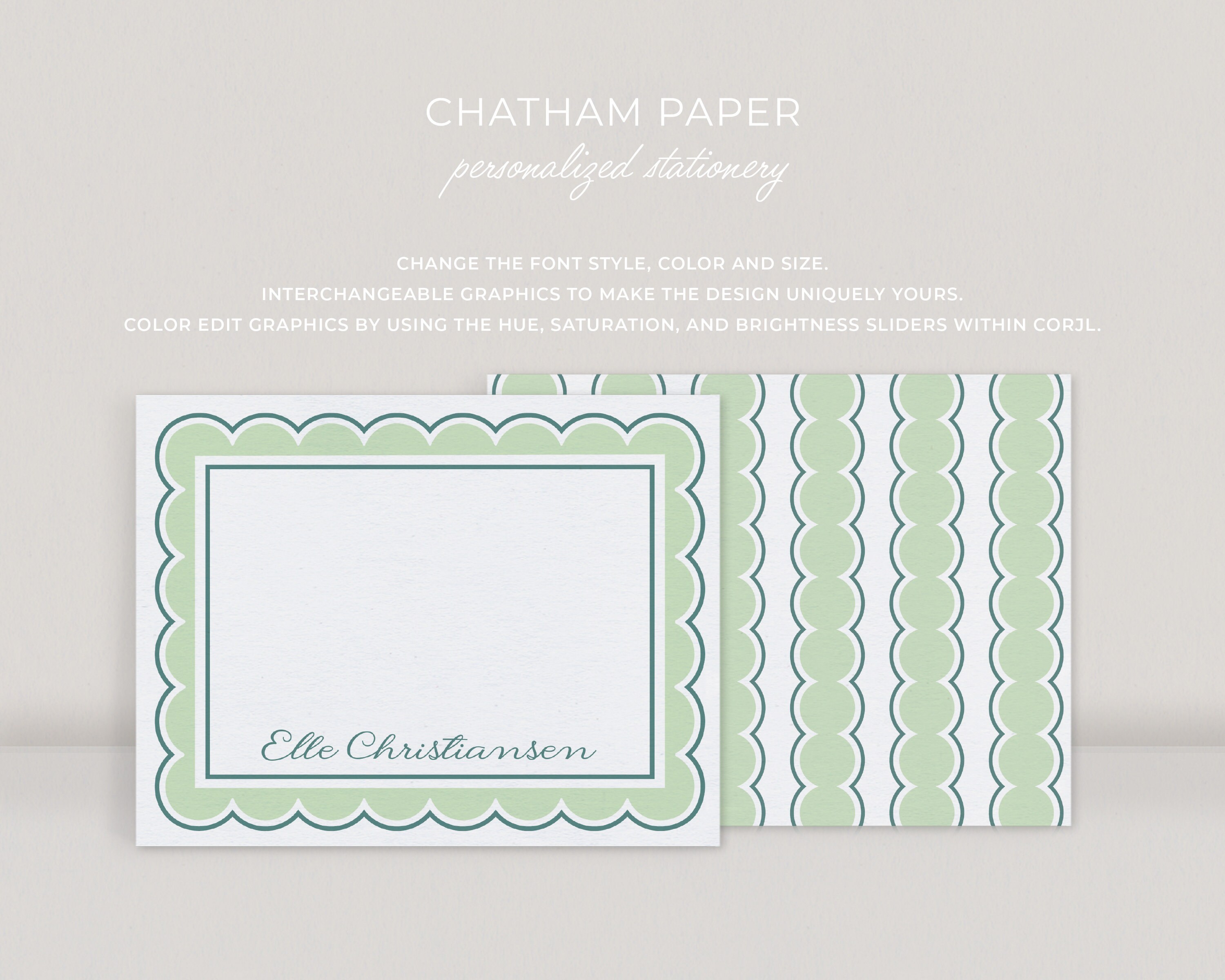 Printable Scalloped Notecard Set | Instant Download - Etsy