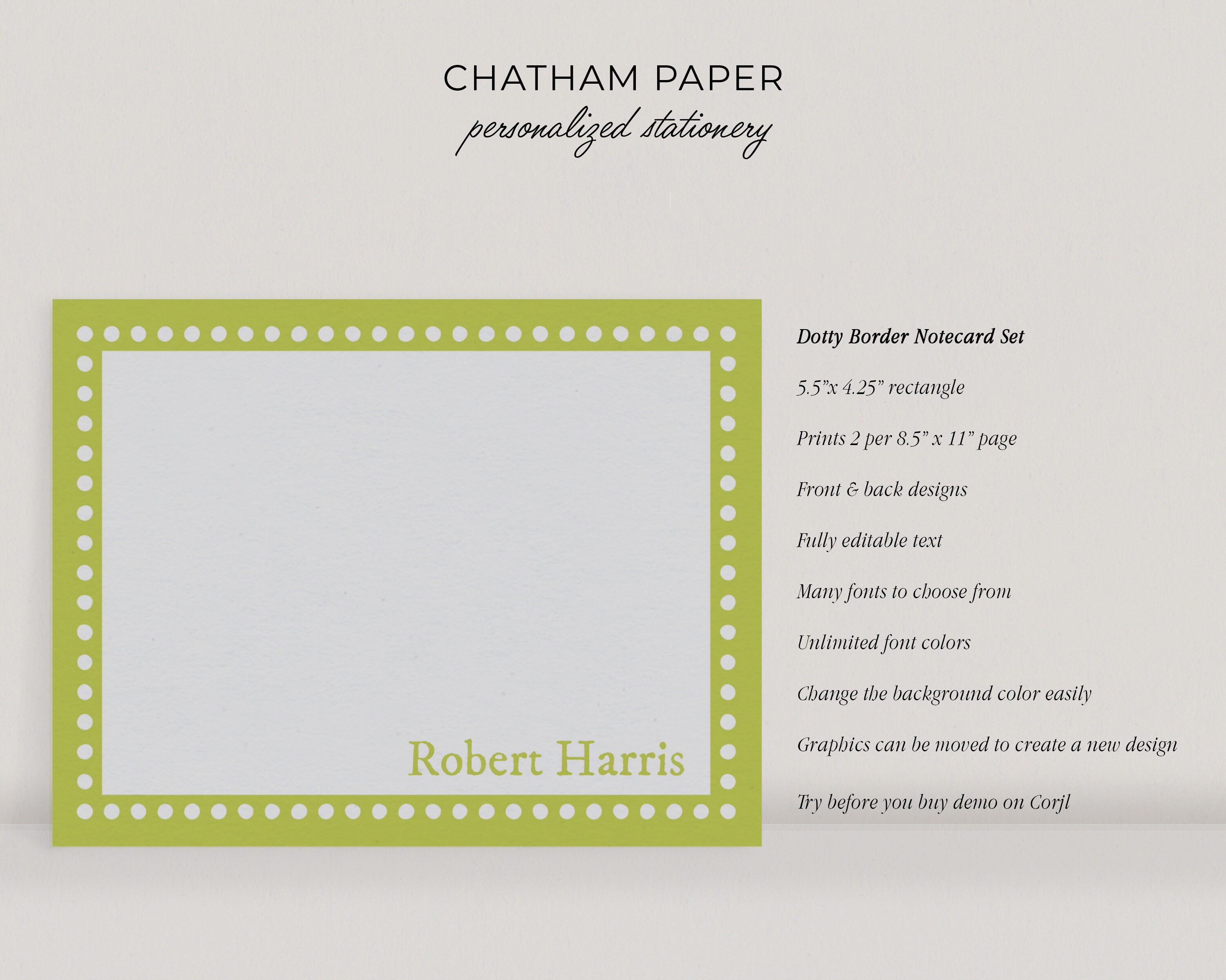 Printable Dotty Border Notecard Set | Instant Download - Etsy