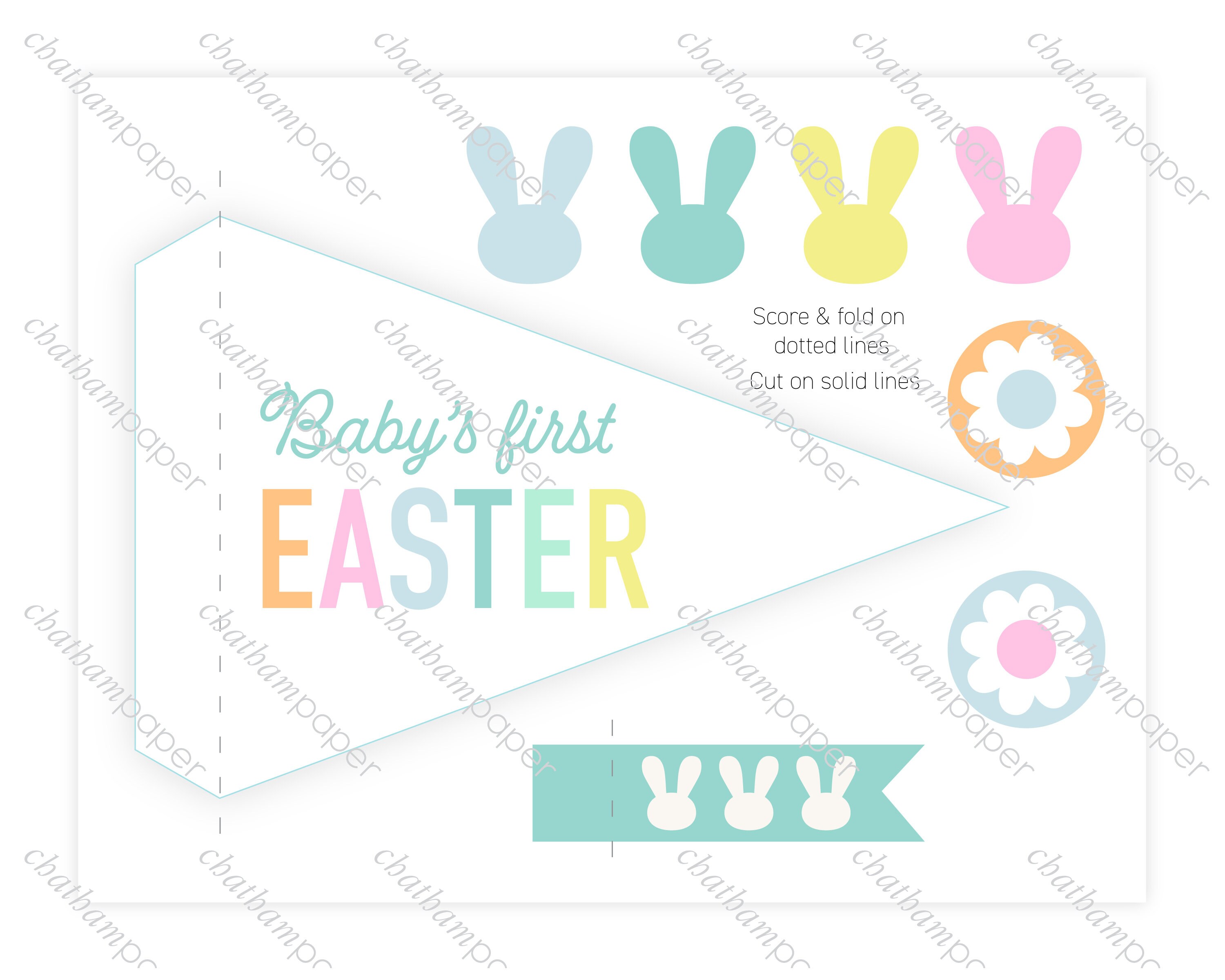 PRINTABLE Baby's First Easter Pennant Flag PDF | Easter Basket ...