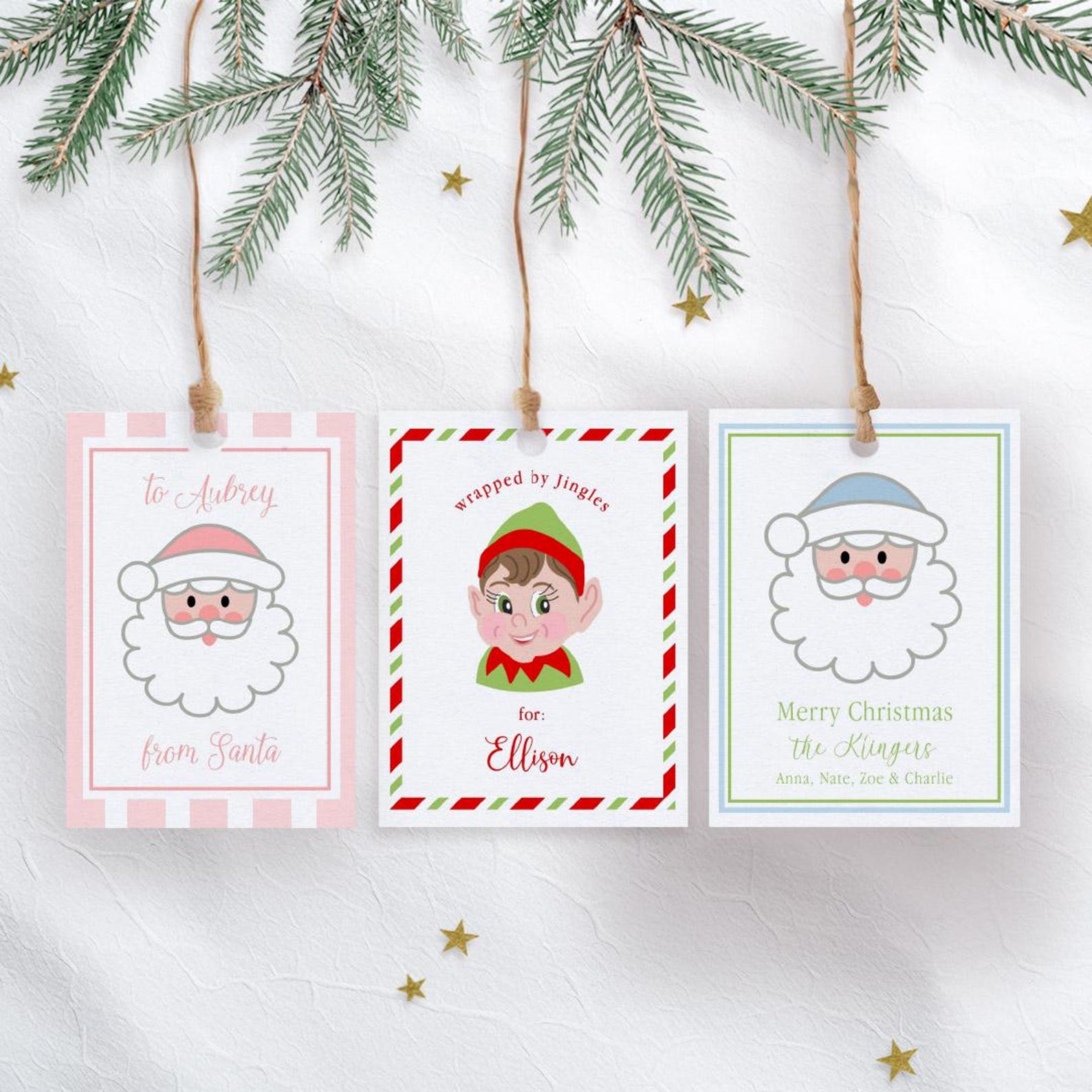 Santa and His Elf Gift Tags | INSTANT DOWNLOAD | Corjl Template ...