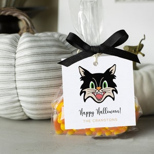 Black Cat Halloween Gift Tag | Printable Gift Tags - Etsy