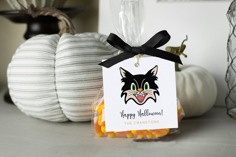 Black Cat Halloween Gift Tag | Printable Gift Tags - Etsy