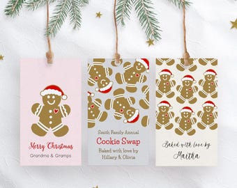 Gingerbread Man Christmas Gift Tags - Cute Illustrated Die-cut Handmade ...