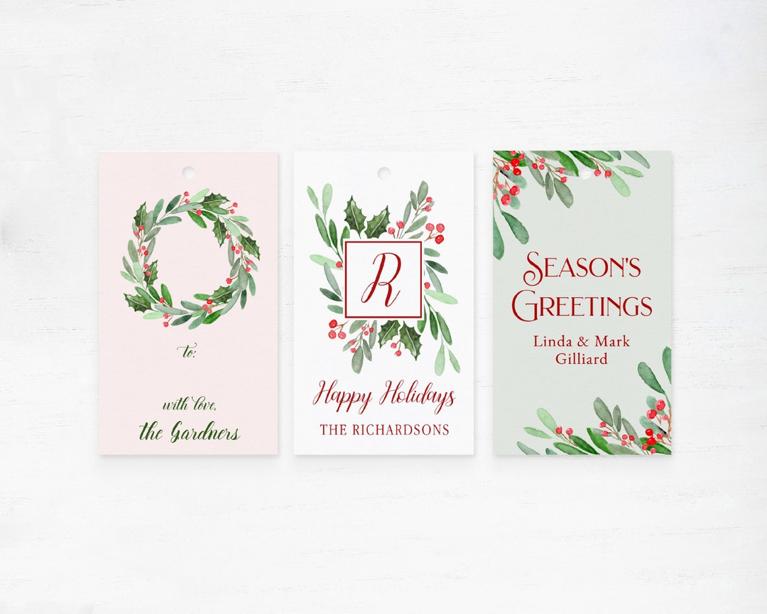 Winter Greens Gift Tags Instant Download - Etsy