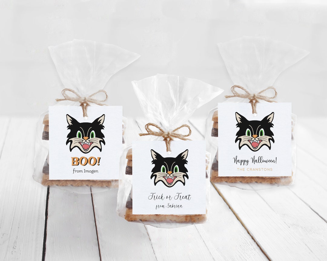 Black Cat Halloween Gift Tag | Printable Gift Tags - Etsy