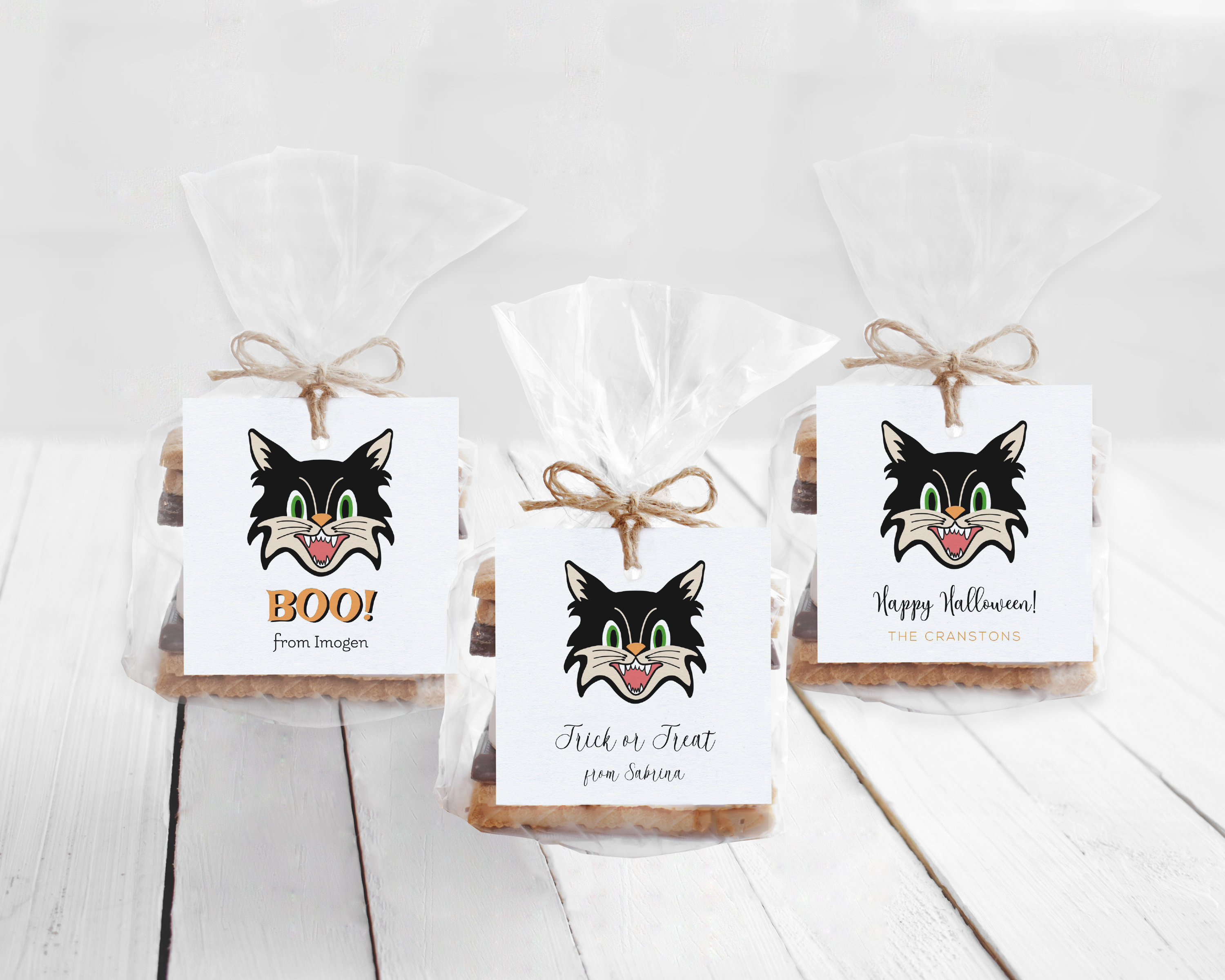 Black Cat Halloween Gift Tag | Printable Gift Tags - Etsy