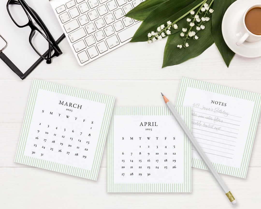 Printable Desk Calendar | Digital Calendar Template | Preppy Stripe ...